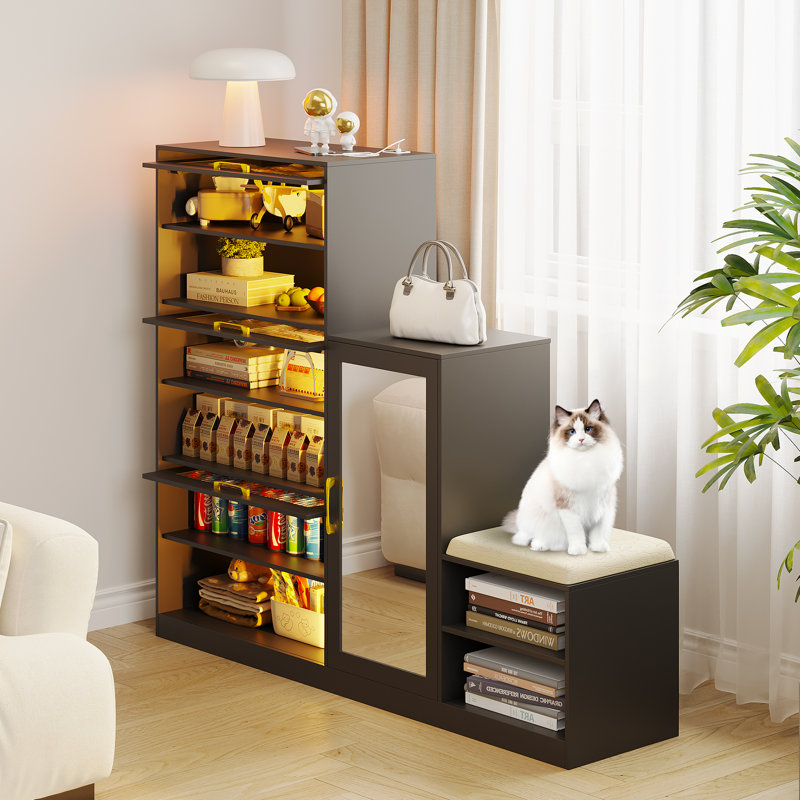 20 Pair Stackable Shoe Storage Cabinet Brayden Studio Finish Black